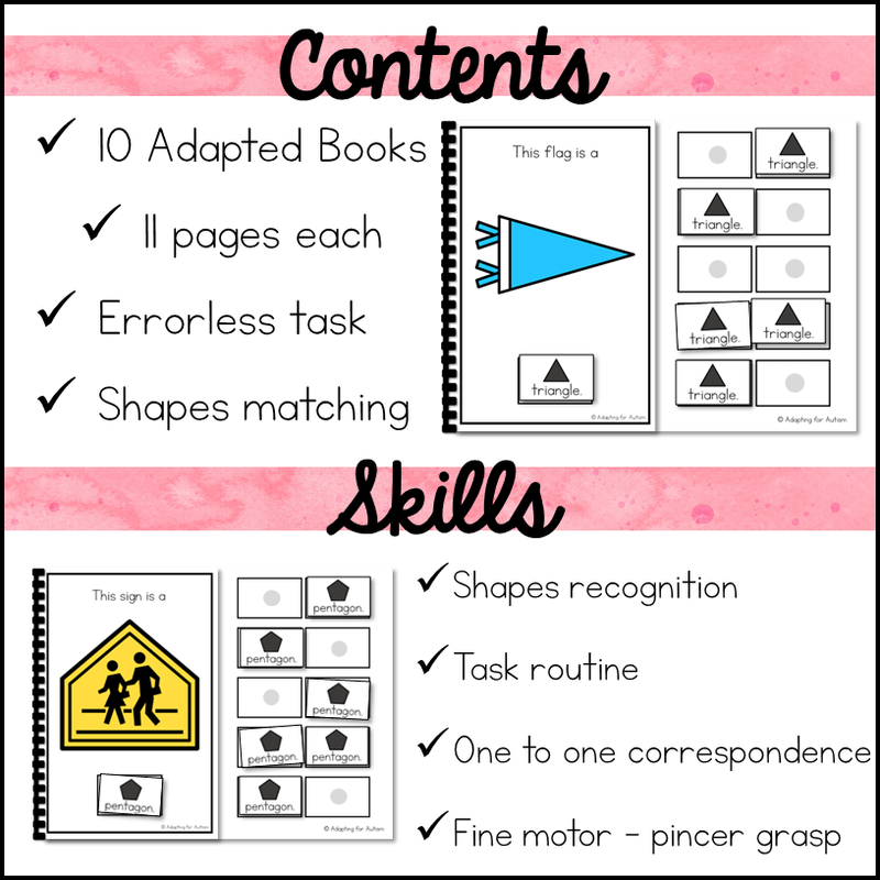 Errorless Learning 2D Shapes Matching Adapted Books – Autism Work Tasks