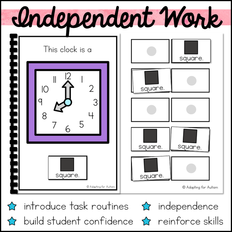 Errorless Learning 2D Shapes Matching Adapted Books – Autism Work Tasks