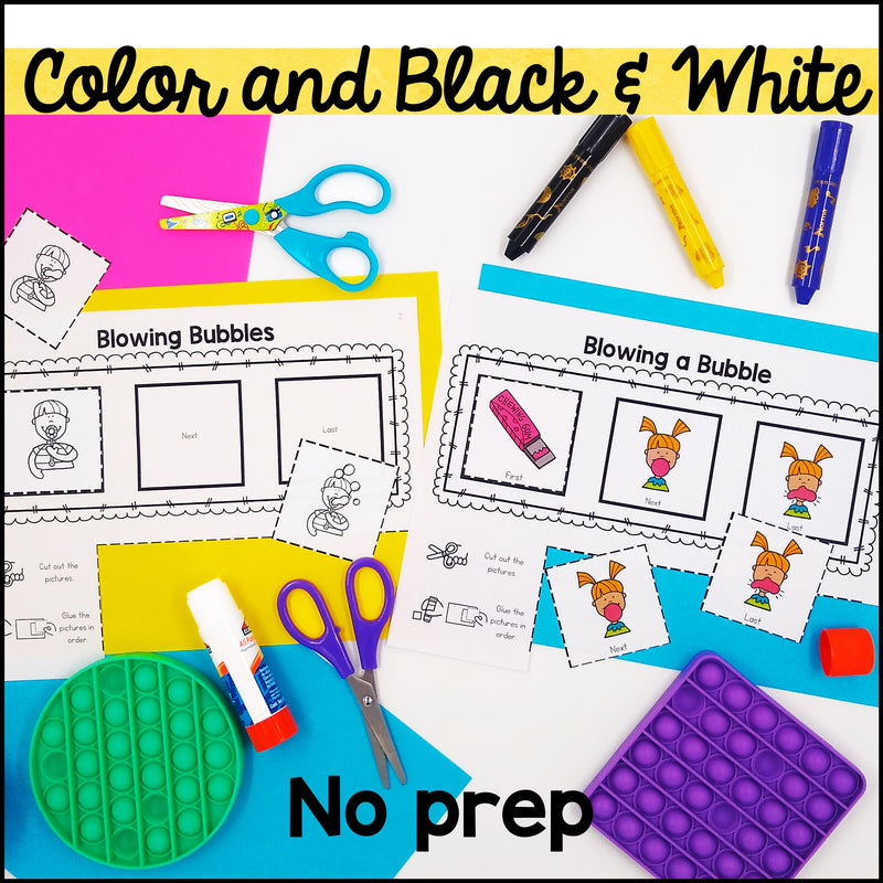 Cut and Paste Sequencing Activities (3 step) – Autism Work Tasks