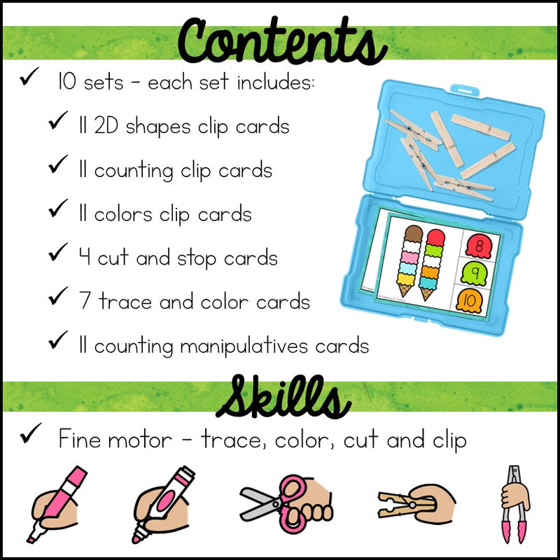 Fine Motor Skills Activities & Task Boxes Tracing, Cutting & Clip Card ...