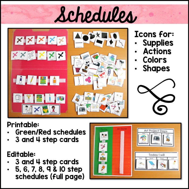 Art Visual Supports and Schedules – Autism Work Tasks