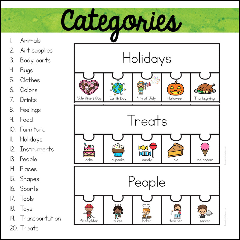 Category Sorting Puzzles Work Task - Classifying Items by Group ...
