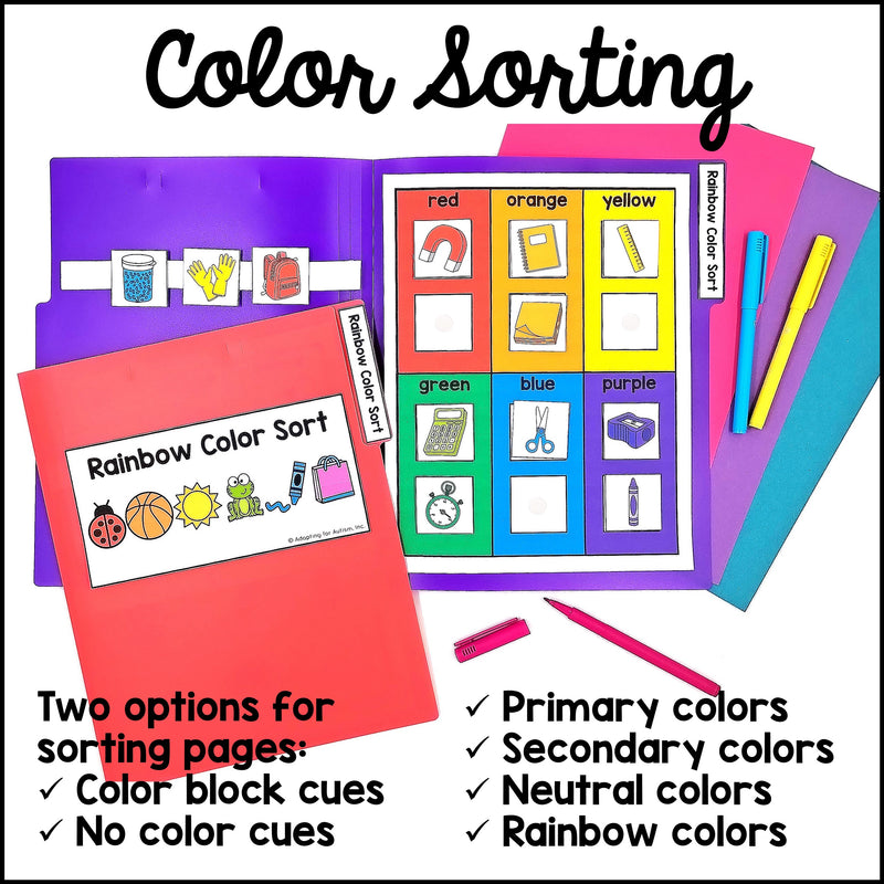 Color File Folder Games for Preschool | Matching and Sorting – Autism ...