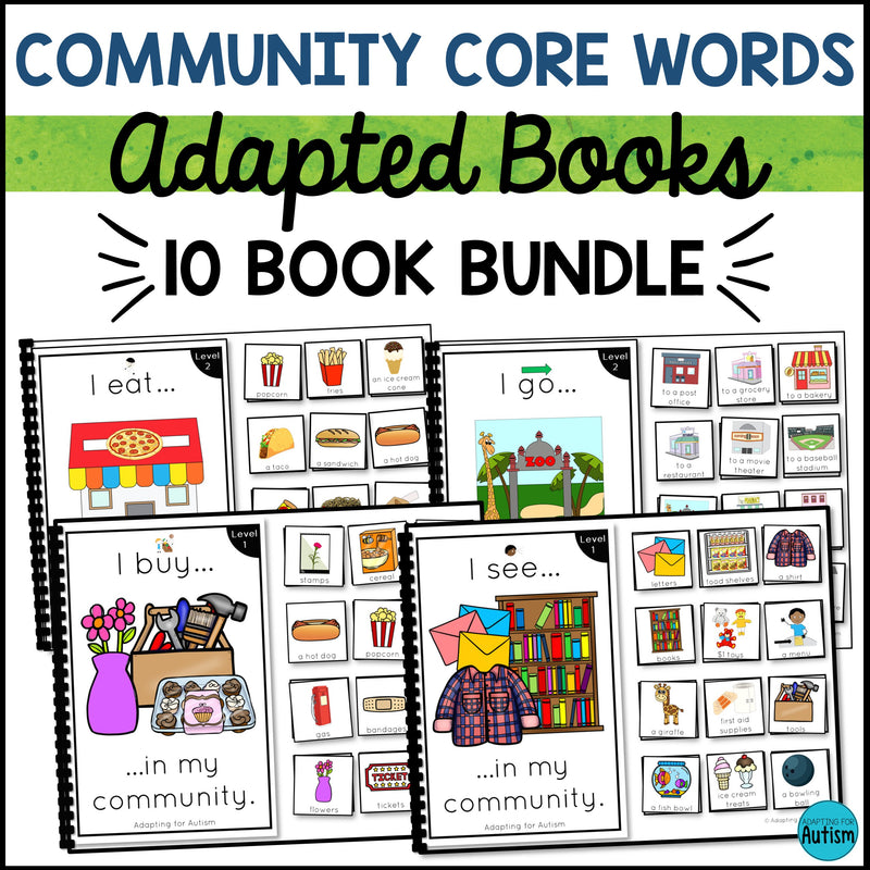 Community Core Words Adapted Books BUNDLE – Autism Work Tasks