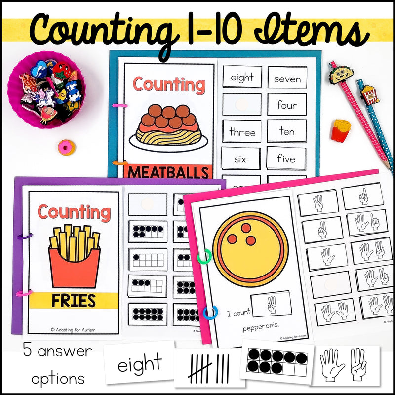 Counting Activities Math Adapted Books | Count 1-20 – Autism Work Tasks