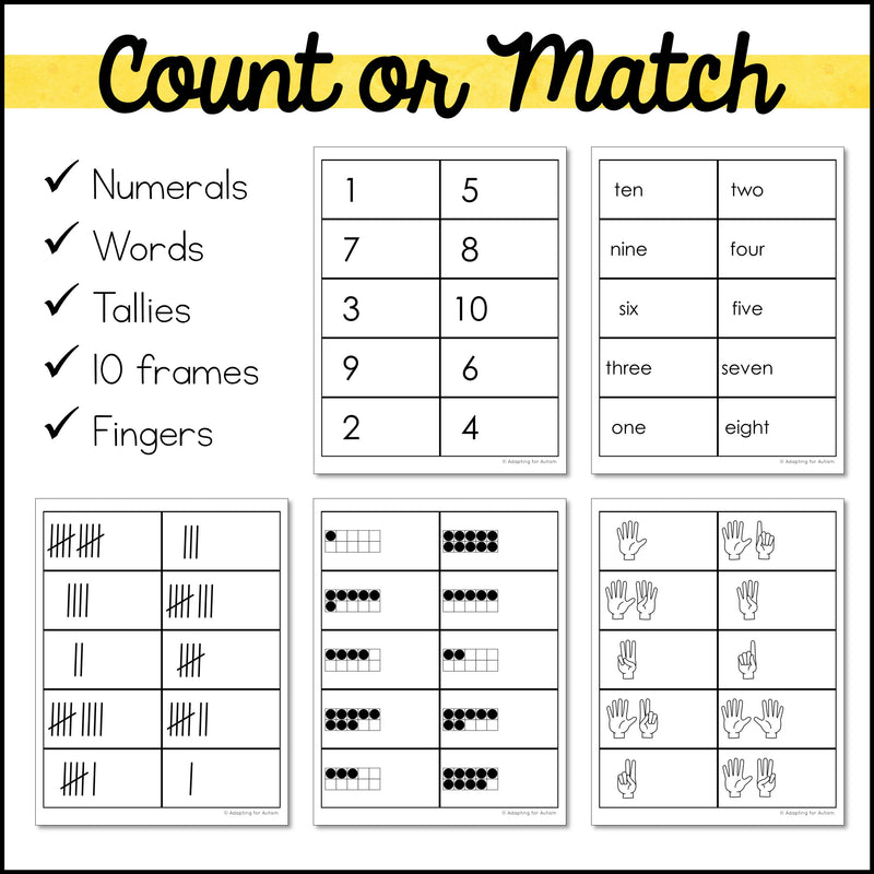 Number Recognition and Counting File Folder Games – Autism Work Tasks