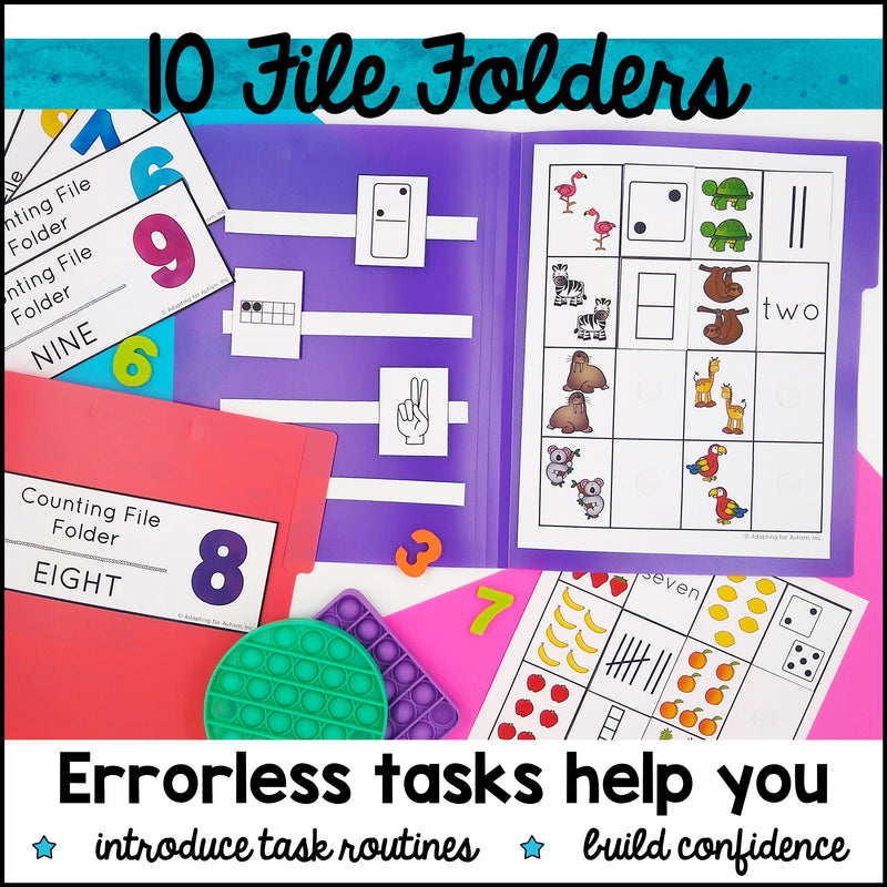 Errorless File Folder Games | Numbers and Counting 1-10 – Autism Work Tasks