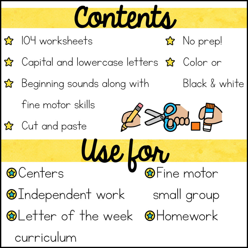Errorless Cut and Paste Activities - Letters and Beginning Sounds Work ...