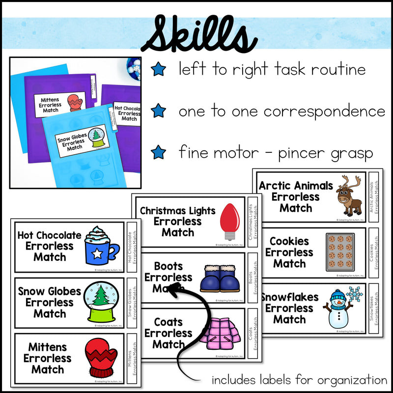 Errorless Winter File Folder Games and Activities – Autism Work Tasks