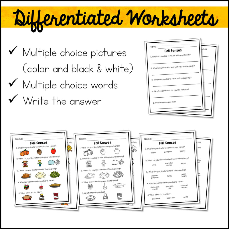 Fall Adapted Book: The 5 Senses – Autism Work Tasks