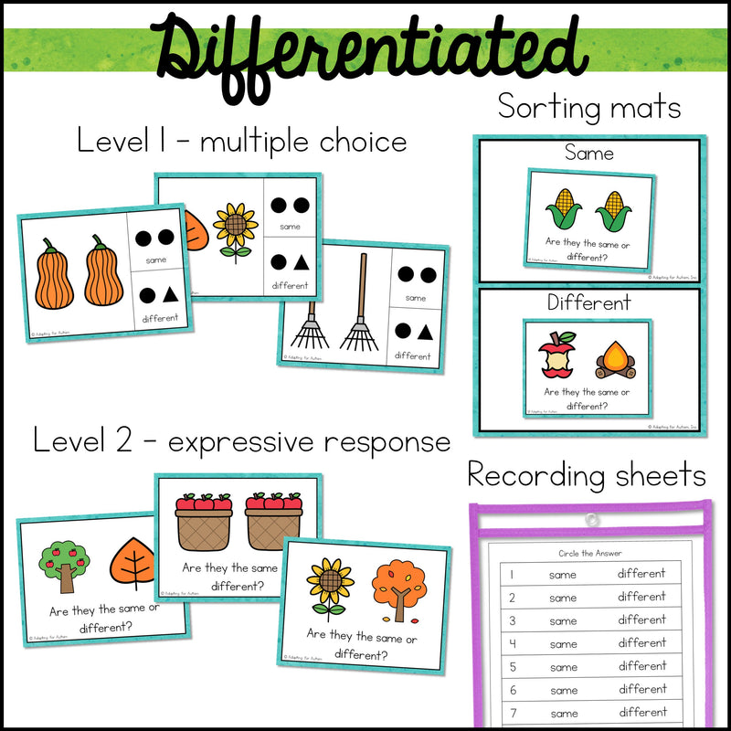 Special Education Task Boxes | Fall Basic Concepts – Autism Work Tasks