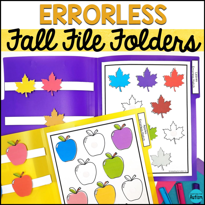 Errorless Fall File Folder Games and Activities – Autism Work Tasks