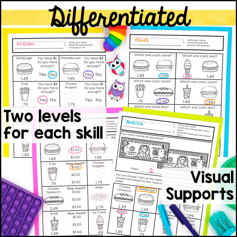 Life Skills Worksheets - Fast Food Restaurants – Autism Work Tasks
