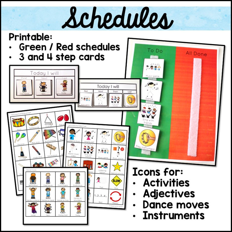Music Visual Supports and Schedules – Autism Work Tasks