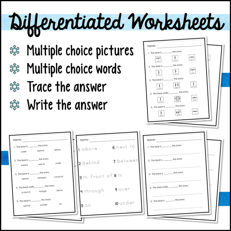 Winter Spatial Concepts Adapted Book for Special Education – Autism ...