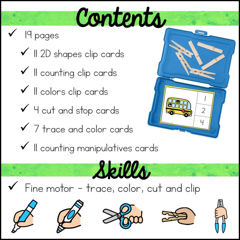 Transportation Fine Motor Activities and Task Cards Mini Pack – Autism ...