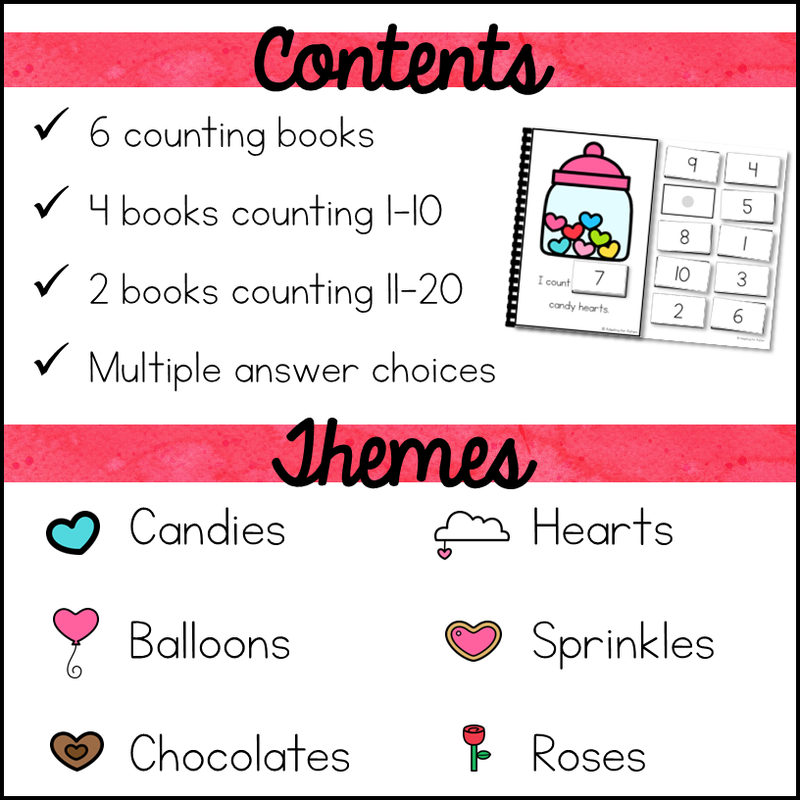 Valentine's Day Counting Activities Math Adapted Books - Counting 1-20 ...