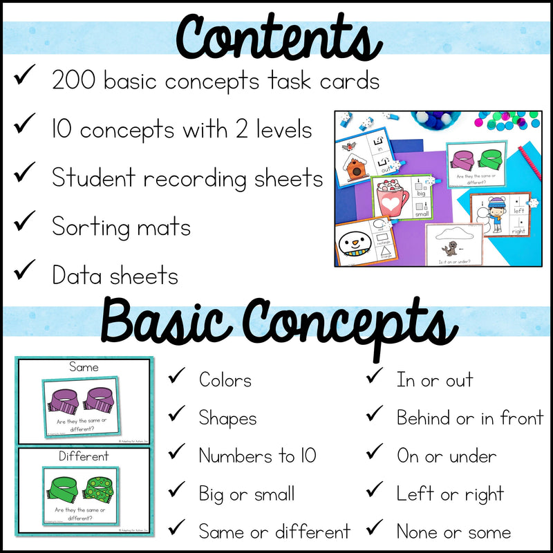 Special Education Task Boxes | Winter Basic Concepts – Autism Work Tasks