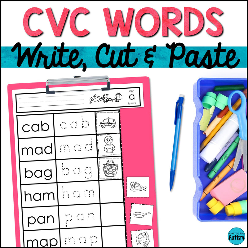 Cvc Cut And Paste Worksheet CVC Words Activity Worksheets (short