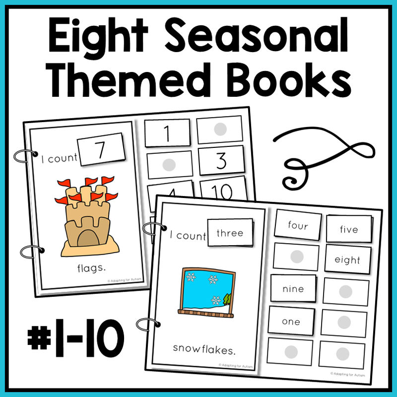 Seasonal Counting Adapted Books BUNDLE – Autism Work Tasks