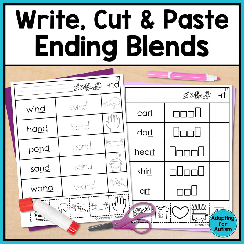 Ending Blends Phonics Activities: Cut and Paste Activities for Word Wo ...