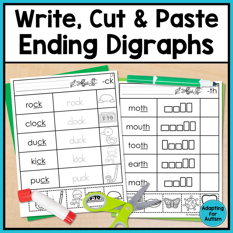 Ending Digraphs Worksheets
