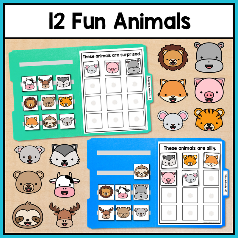 Errorless File Folder Games | Animal Emotions and Faces – Autism Work Tasks