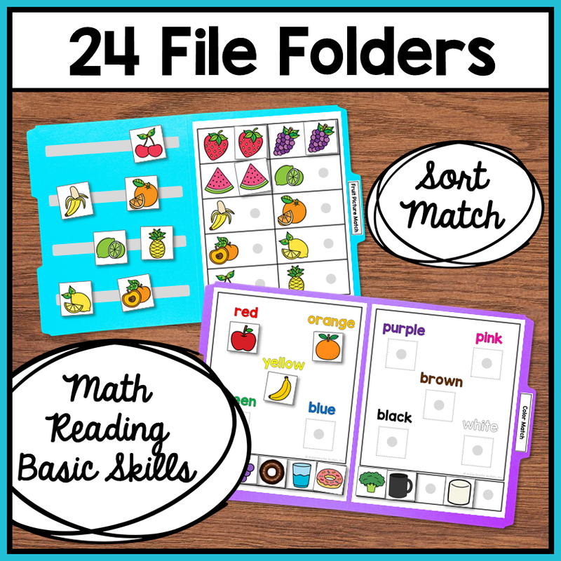 Food Themed File Folder Activities Worksheets and Tasks Bundle – Autism ...