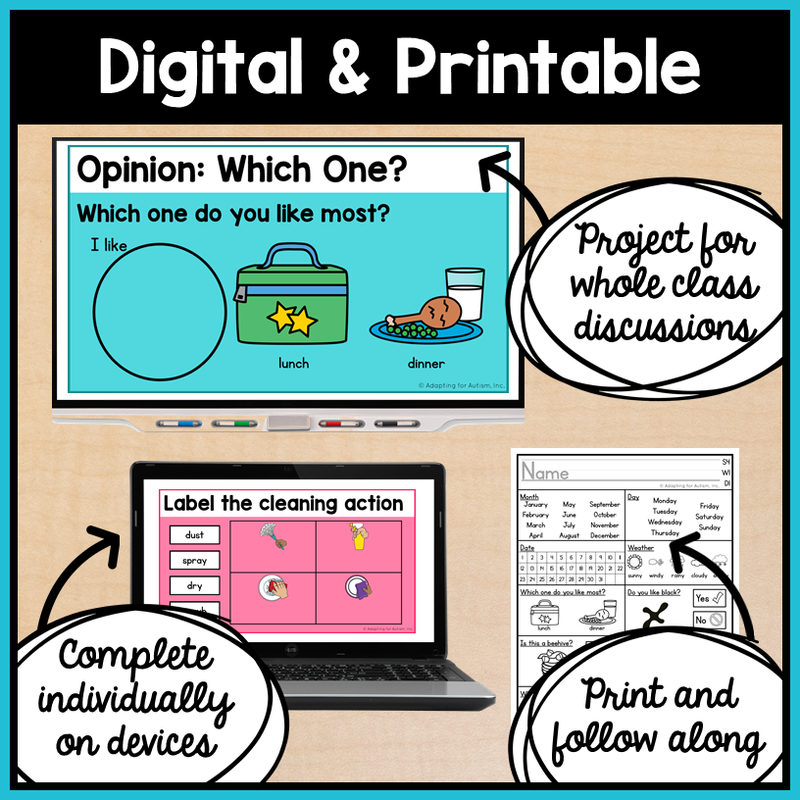 Life Skills Morning Work - Digital and Printable | Set 4 – Autism Work ...
