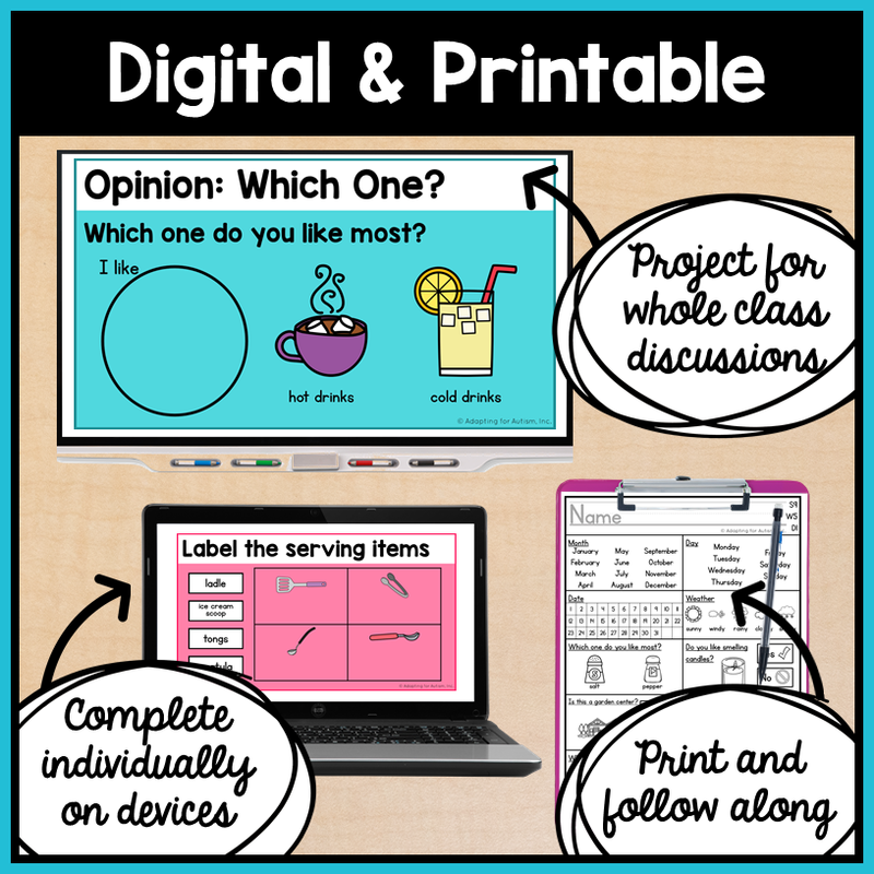 Life Skills Morning Work - Digital and Printable | Set 9 – Autism Work ...