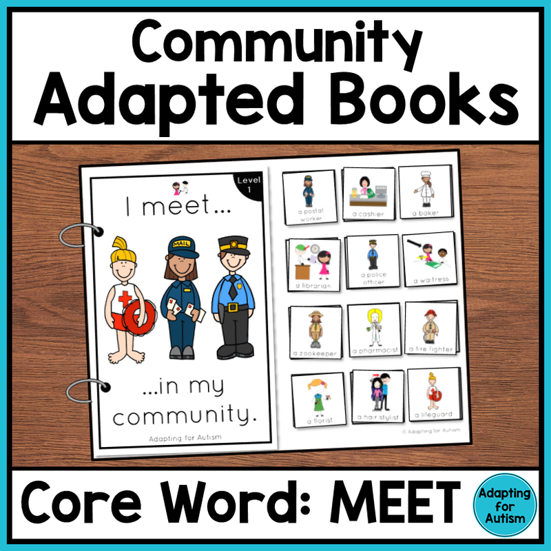 Community Core Word Adapted Book (I Meet) – Autism Work Tasks