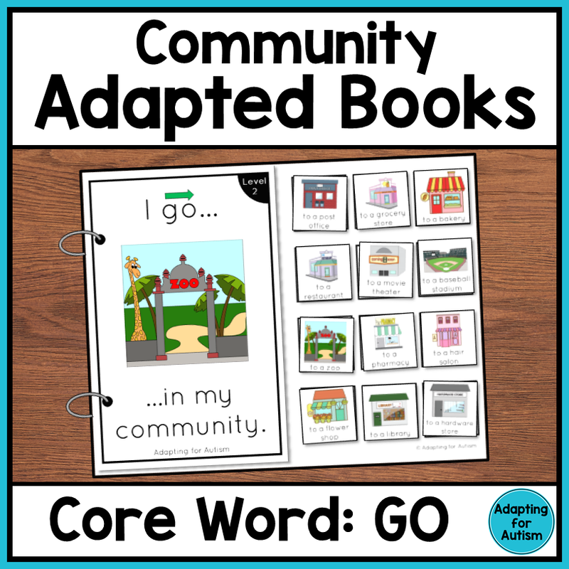 Community Core Word Adapted Book (I Go) – Autism Work Tasks