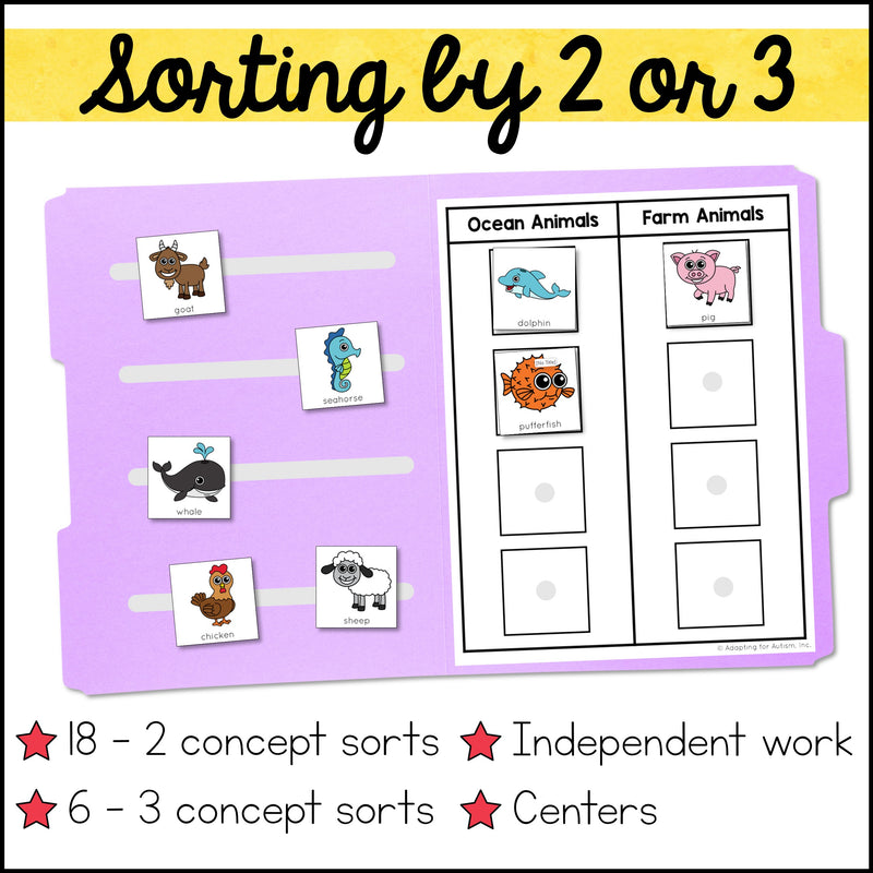 Category Sorting File Folders for Special Education – Autism Work Tasks