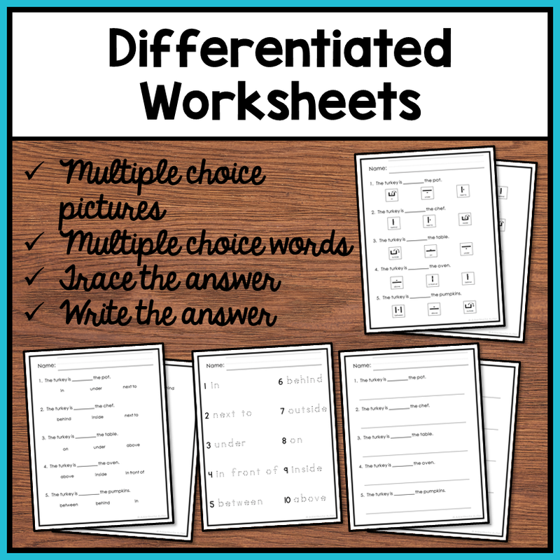 Thanksgiving Adapted Book of Prepositions (Print and Digital) – Autism ...