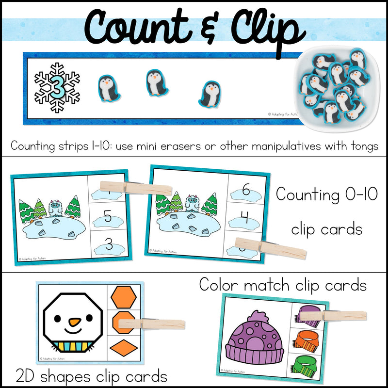 Winter Fine Motor Activities and Task Cards Mini Pack – Autism Work Tasks