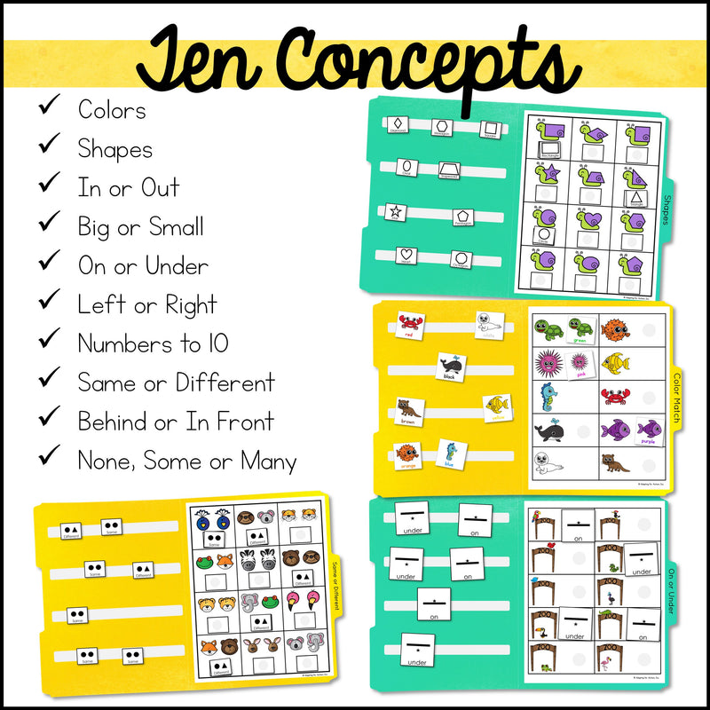 Animals File Folder Games - Basic Concepts – Autism Work Tasks