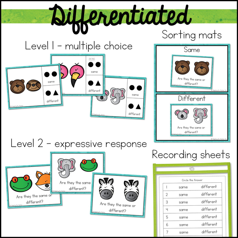 Special Education Task Boxes | Animals Basic Concepts – Autism Work Tasks