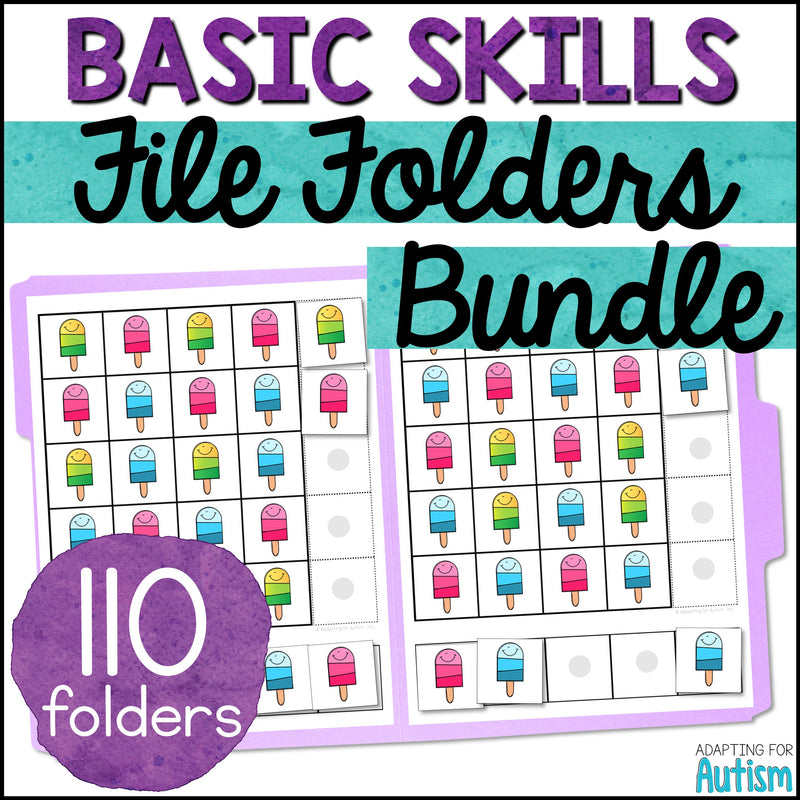 Basic Skills File Folder Games BUNDLE – Autism Work Tasks