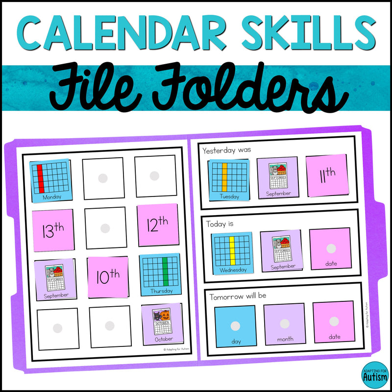 Calendar Skills File Folder Games and Activities – Autism Work Tasks