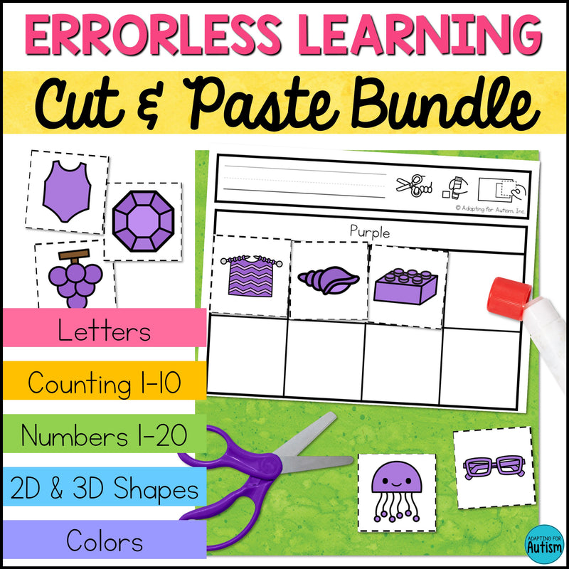 Errorless Learning Cut and Paste Activities - Worksheets Bundle ...
