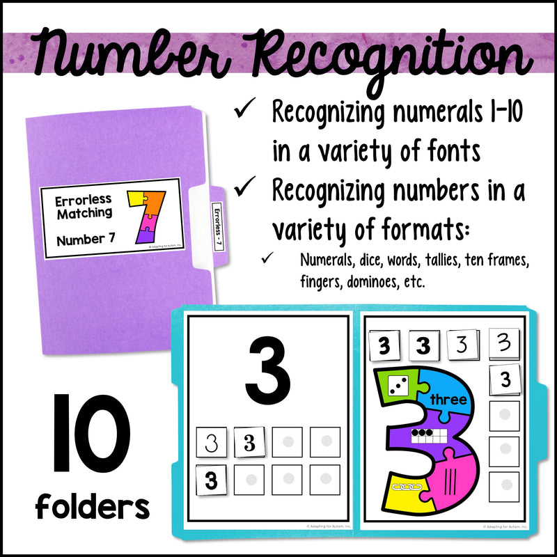 Errorless File Folder Games - Number Recognition (1-10) – Autism Work Tasks