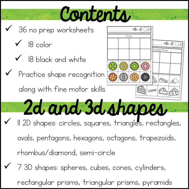 Errorless Cut and Paste Activities - 2D and 3D Shapes – Autism Work Tasks