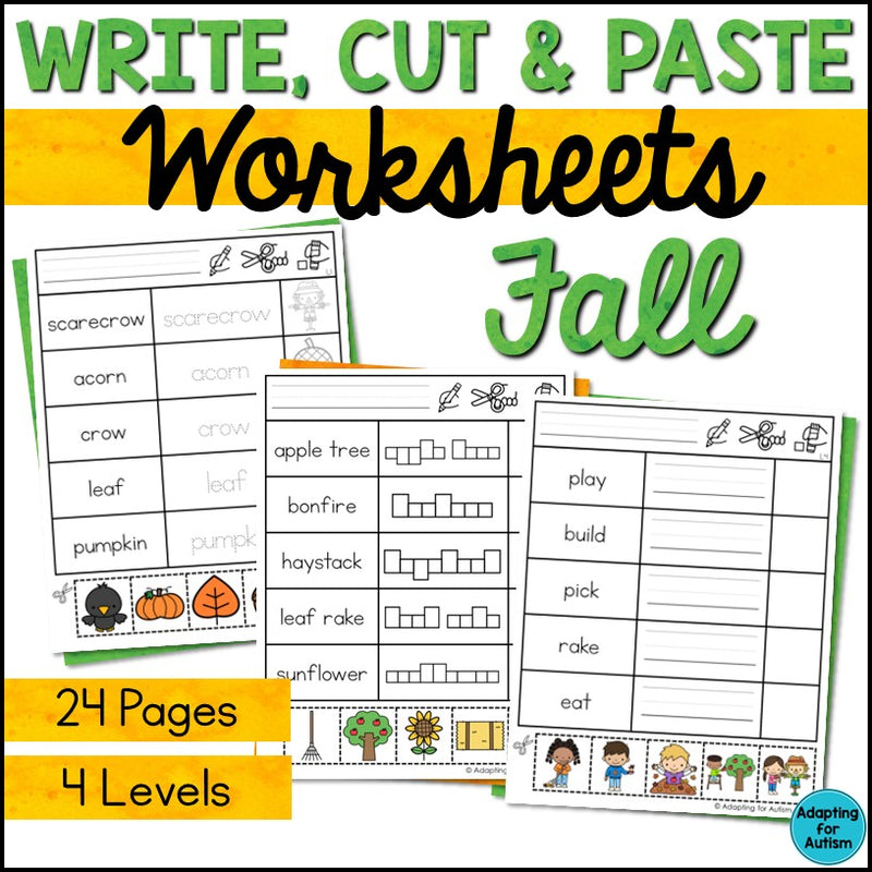 Fall Cut And Paste Worksheets Seasons Fall Worksheets Archives FREE