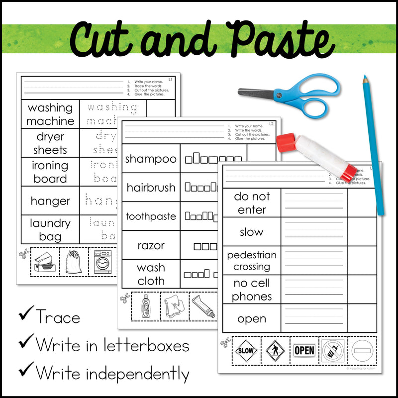 Life Skills Worksheets - Vocabulary BUNDLE – Autism Work Tasks