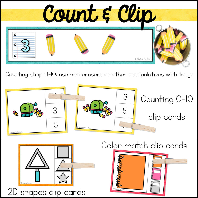 Back to School Fine Motor Activities and Task Cards Mini Pack – Autism ...
