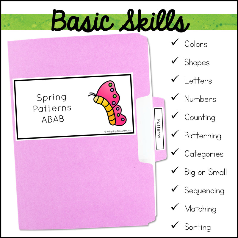 Spring Basic Skills File Folder Games and Activities – Autism Work Tasks