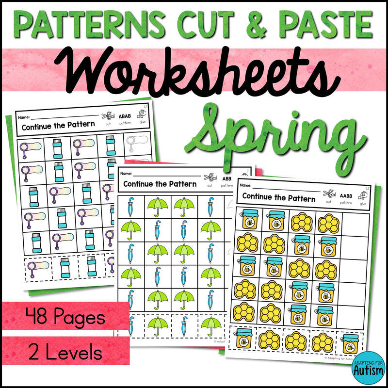 Spring Patterns Cut and Paste Activities – Autism Work Tasks