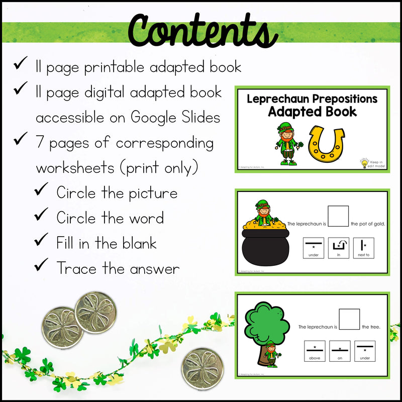 Leprechaun Prepositions Sentences Preschool Archives