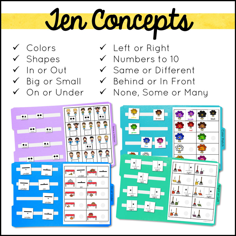Thanksgiving File Folder Games - Basic Concepts – Autism Work Tasks