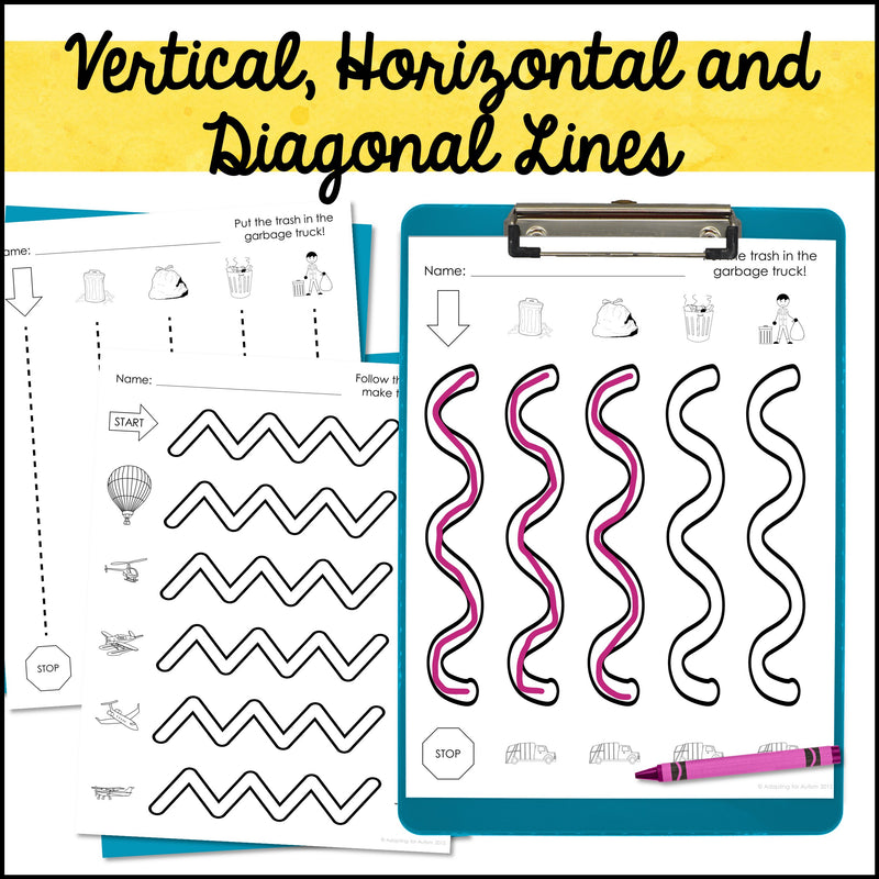 Pre-Writing Print and Go Tracing Practice: Transportation Theme ...